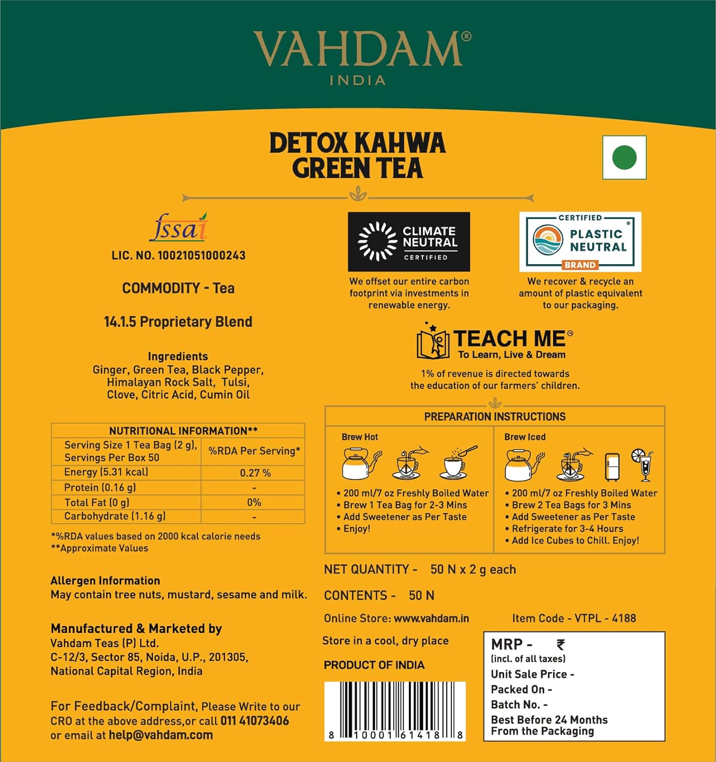 Buy Kahwa Green Tea Online @ Best Prices in India - VAHDAM® India