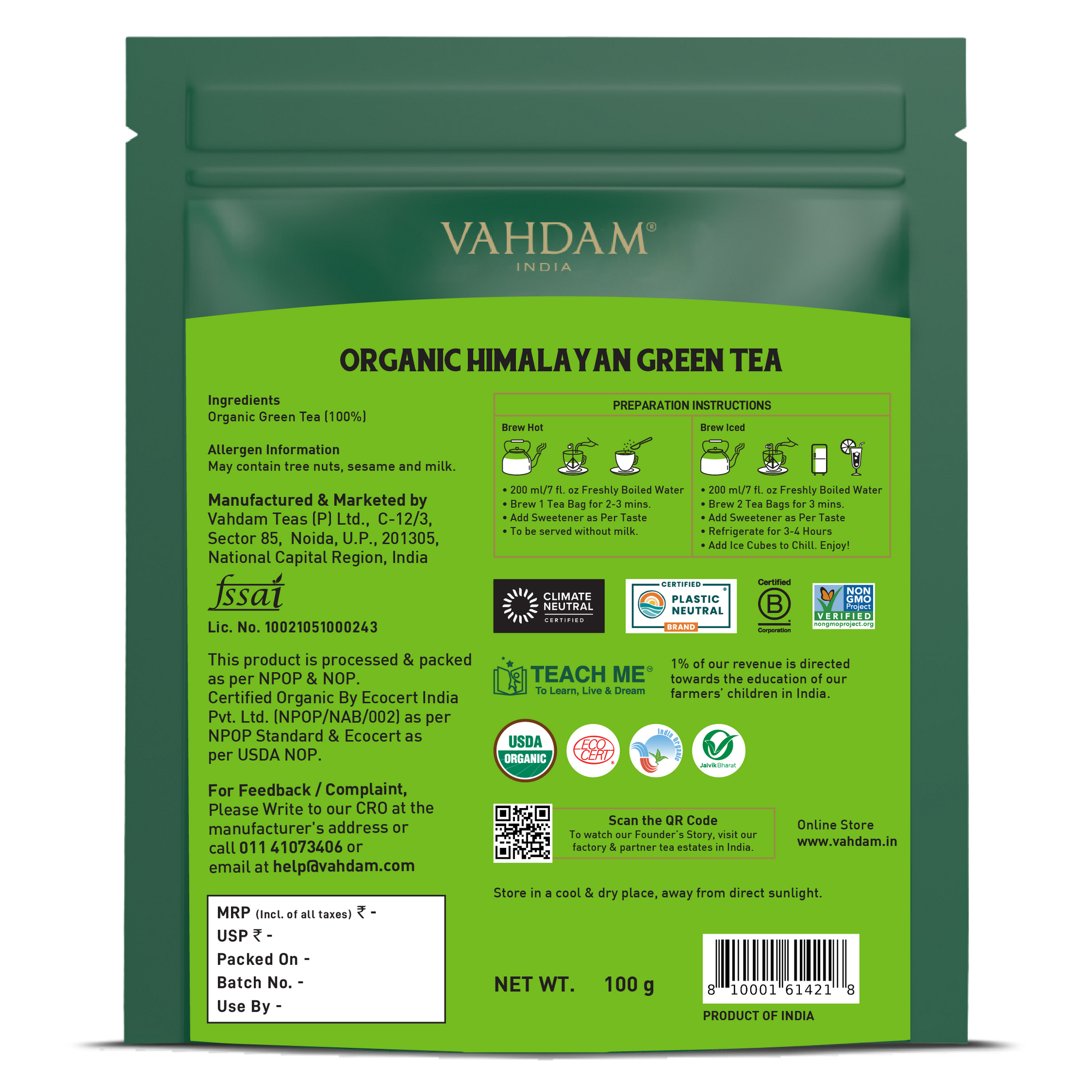 Buy Organic Himalayan Green Tea Online @ Best Prices in India
