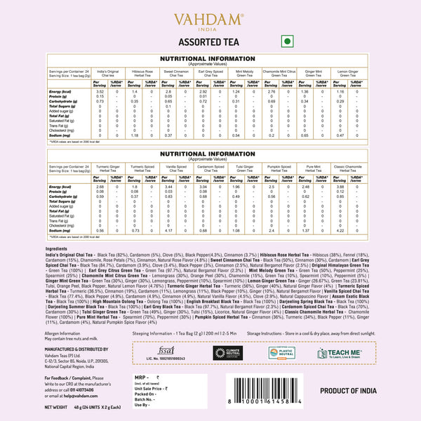 Assorted Tea Bags, Gift Set | 24 Variants, 24 Tea Bags